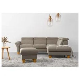 Ecksofa Home Affaire "Lindgren L-Form", braun (savannah), B:249cm H:84cm T:217cm, 100% Polyester, Sofas, Ecksofa, wahlweise mit TV-Funktion, Stauraum und Kopfteilverstellung