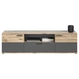 Lowboard Home Affaire "Riga", braun (nox oak nb, basalt grau nb), B:194cm H:53cm T:47cm, FSC-zertifizierter Holzwerkstoff, Sideboards, Lowboard, Breite 194 cm