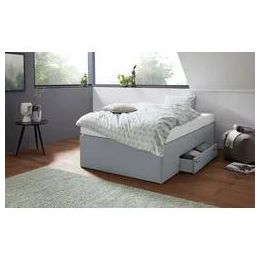 Boxspringbett, grau, B:120cm L:200cm, Bezug Bett: Feinstrukturstoff (77% Polyester, 23%Viskose) oder Microfaser (100% Polyester);Bonnellfederkernmatratze: 100%Polyester;Kaltschaummatratze: 100% Polyester, Bezug abnehm- und waschbar bis 60C, Westfalia Schlafkomfort, Komplettbetten, Boxspringbett, mit integrierter Schublade, frei im Raum stellbar