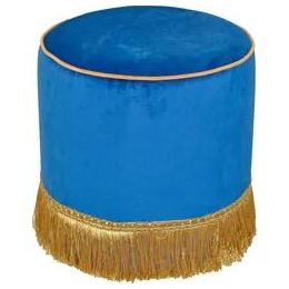 Hocker Home Affaire, blau, B:45cm H:46cm T:45cm, Samtbezug 100% Polyester, Hocker, Sitzhocker