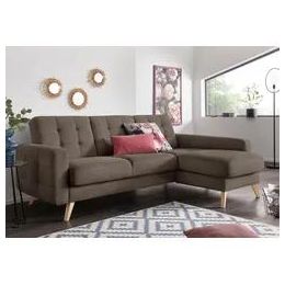 Ecksofa exxpo - SOFA FASHION "Nappa, kompakt und komfortabel, bequem, zeitloses Design, L-Form", grau (taupe), B:222cm H:87cm T:156cm, Samtvelours (100% Polyester);Webvelours (100% Polyester), Sofas, Ecksofa, tolle Detailverarbeitung, inkl. Bettfunktion und Bettkasten