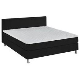 Boxbett "Edison", schwarz, B:160cm L:209cm, Bezug Bett: Strukturstoff (65% Polypropylen, 35% Polyester), ATLANTIC HOME COLLECTION, Komplettbetten, Boxspringbett, inkl. Bonnellfederkern-Matratze und Topper