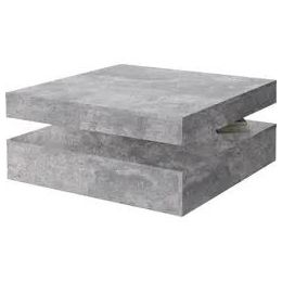 Couchtisch FORTE, grau (beton hell), B:78cm H:35cm T:78cm, Tische, Eckige Couchtische Couchtisch, mit Funktion, drehbare Tischplatte, Breite ca. 78x78 cm
