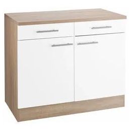 Unterschrank Optifit "Kalmar", wei&szlig;, B:100cm H:85cm T:60cm, Schr&auml;nke, Unterschrank, Breite 100 cm