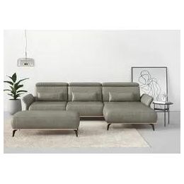 Ecksofa Home Affaire "Fjord L-Form", grau, B:324cm H:93cm T:184cm, 100% Polyester, Sofas, Ecksofa, massiv, wahlweise mit Armlehnfunktion, Kopf- Sitztiefenverstellung