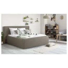 Polsterbett Home Affaire "Dalina", beige, B:251cm H:124cm L:247cm, Struktur (100% Polyester), Betten, Polsterbett, geradliniges Kopfteil, in 5 Breiten, auch in 220cm L&auml;nge