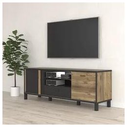 Lowboard FORTE "Hayato", beige (schwarz, alpine kiefer), B:154,5cm H:56,4cm T:42cm, Dekorfolie, FSC-zertifizierter Holzwerkstoff, Sideboards, Lowboard, TV-Schrank, TV-Board, Breite ca. 154 cm