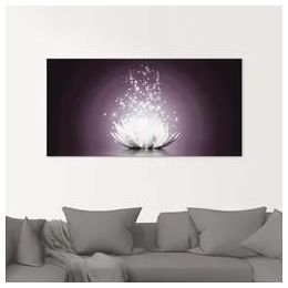 Glasbild Artland "Magie der Lotus-Blume", lila (farbe bild(er): lila), B:80cm H:60cm, Bilder