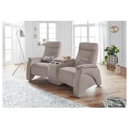 2,5-Sitzer exxpo - SOFA FASHION "Ascoli, Kinosofa mit hohem Sitzkomfort, bequeme Armlehnen", grau (taupe), B:199cm H:106cm T:99cm, NaturLEDER (echtes Rindsleder) in Sitz und R&uuml;cken. Korpus in passendem Kunstleder SOFTLUX bezogen;Velours in Lederoptik (100% Polyester), Sofas, inkl. Relaxfunktion, mit Ablage und Staufach, hohe R&uuml;ckenlehne