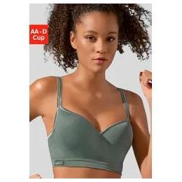 Sport-Push-up-BH Lascana ACTIVE, Damen, Gr. 85, Cup B, gr&uuml;n (khaki), Microtouch, Obermaterial: 85% Polyamid, 15% Elasthan, BHs, mit B&uuml;gel mit eingearbeiteten Kissen