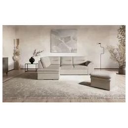 Ecksofa COTTA "Leandra L-Form", beige, B:250cm H:88cm T:90cm, NaturLEDER: Bitte beachten Sie, dass Lederbez&uuml;ge mehr N&auml;hte aufweisen als Stoffbez&uuml;ge.;Kunstleder Softlux;NaturLEDER (echtes Rindsleder) in Sitz und R&uuml;cken.;Luxus-Microfaser (100% Polyester), Sofas, Ecksofa, wahlweise mit Bettfunktion & Bettkasten