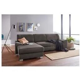 Ecksofa DOMO collection "Anzio L-Form, whlw. Bettfunktion, Federkern, hochwertig, Breite 271 cm", grau (dunkelgrau), B:271cm H:85cm T:160cm, Sofas, Ecksofa, Ohne Bettfunktion, Recamiere links, Luxus-Microfaser, dunkelgrau