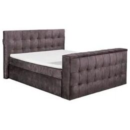 Boxspringbett "Richmond", lila (aubergine), B:203cm L:243cm, SET ONE BY Musterring, Komplettbetten, Boxspringbett, versenkbarer TV- Halterung mit Fernbedienung