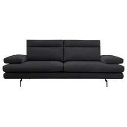 3,5-Sitzer Calia italia "Toby Wing, 228 cm breit, italienisches Designsofa, Megasofa", schwarz (nero quebec), B:228cm H:90cm T:113cm, Synthetische Faser (100% Polyester), Sofas, inkl. Sitztiefenverstellung und Armteilfunktion, F&uuml;&szlig;e in Schwarz matt