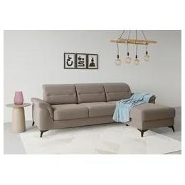 Sit & More Ecksofa SIT & MORE "Sinatra L-Form", grau (taupe), B:258cm H:85cm T:170cm, 90% Polyester, 10% Polyamid, Sofas, Ecksofa, mit Recamiere, optional mit Kopfteilverstellung und Armteilfunktion