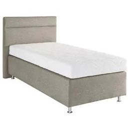 Boxspringbett, beige (struktustoff dunkelbeige), ohne LED-Beleuchtung, Liegefl&auml;che B/L: 100cm x 200cm, H3, 7-Zonen-Kaltschaummatratze, Bezug Unterbox und Kopfteil: Strukturstoff (77% Polyester und 23% Viskose);Bezug Obermatratze 100% Polyester, waschbar bis 60C, Westfalia Schlafkomfort, Komplettbetten, Boxspringbett, wahlweise mit LED-Beleuchtung