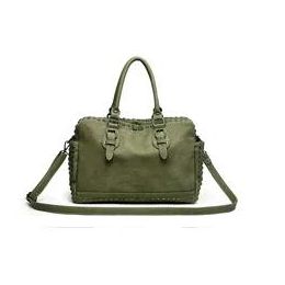 Schultertasche "Amalia", Damen, Gr. B/H/T: 34cm x 24cm x 12cm onesize, gr&uuml;n (khaki), Lederimitat, Collezione Alessandro, Taschen Schultertasche, mit 2 Seitenf&auml;chern