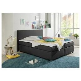 Boxspringbett Home Affaire "Eliana", grau (anthrazit), B:187cm L:230cm, Komplettbetten, Boxspringbett, inkl. Topper, in 4 Breiten, 3 Matratzenarten und 2 H&auml;rtegraden