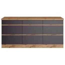 Unterschrank KOCHSTATION "KS-Riesa", grau (matt grau), B:180cm H:86cm T:60cm, Holzwerkstoff, Schr&auml;nke, Unterschrank, Breite 180 cm, MDF-Fronten