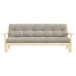 Schlafsofa KARUP DESIGN "Unwind", beige (linen natural), B:190cm H:14cm T:92cm, Sofas, Schlafsofa, Mit Holzstruktur, inkl. Futonmatratze, Liegefl&auml;che 130x190 cm