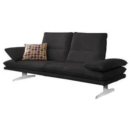2-Sitzer W.Schillig "broadway, Designsofa mit tollem Sitzkomfort", grau (anthrazit s37), B:216cm H:94cm T:96cm, Stoff S37 (100% Polyester): Luxus-Microfaser in Lederoptik, Sofas, Sitztiefenverstellung, Kopfteil- & Seitenteilverstellung, Breite 216cm