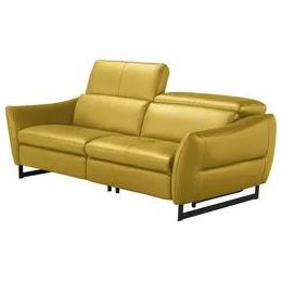 2,5-Sitzer Egoitaliano "Dafne, elegantes Designsofa mit hohem Sitzkomfort", gelb, B:208cm H:97cm T:108cm, Leder &raquo;BULL&laquo; (echtes Rindsleder). Geschliffenes, pigmentiertes und behandeltes Rindsleder mit einer Dicke von 1, 3-1, 5 mm. Dieses Leder zeigt eine ziemlich weiche Hand mit einem halb undurchsichtigen Aussehen. Es handelt sich um ein gesch&uuml;tztes Leder. Eine leichte Deckschicht sch&uuml;tzt sie vor 