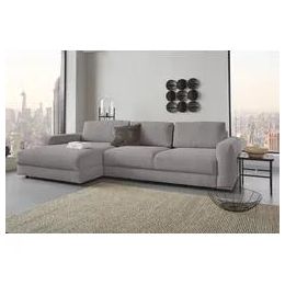 Ecksofa Home Affaire "Bloomfield, elegant, viel Platz, Mega Couch, Breite 303cm, L-Form", grau, B:303cm H:84cm T:176cm, 92% Polyester 8% Nylon, Sofas, Ecksofa, extra tiefe Sitzfl&auml;che, wahlweise mit Sitztiefenverstellung