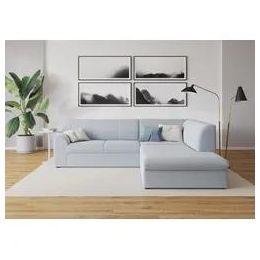Ecksofa DOMO collection "Topper zeitlos elegant, kompakte Stellma&szlig;eL-Form", blau (pastellblau), B:237cm H:78cm T:200cm, Sofas, Ecksofa, mit Ottomane, wahlweise mit Schlaffunktion