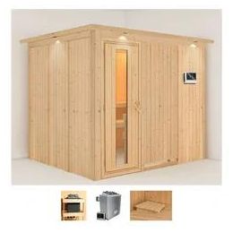 Sauna Karibu "Gitte", beige (naturbelassen), Saunaofen, externe Steuerung, 9 kW, Saunen, Ofen 9 KW externe Strg easy