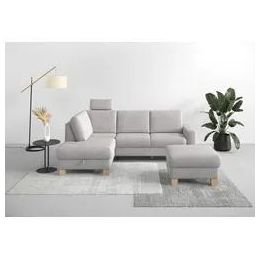 Ecksofa Home Affaire "Summer L-Form", silber, B:236cm H:91cm T:170cm, 95% Polyester, 5% Polyamid, Sofas, Ecksofa, mit Ottomane, wahlweise mit Bettfunktion und Bettkasten, Cord-Bezug