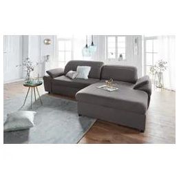 Ecksofa exxpo - SOFA FASHION "Kyoto, inkl. Kopfteil- und Armteilverstellung, hoher Sitzkomfort", grau (stone), B:278cm H:98cm T:165cm, Sofas, Ecksofa, wahlweise mit Bettfunktion und Bettkasten, hochwertige Bez&uuml;ge, L-Form