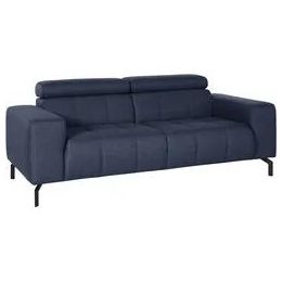 2-Sitzer DOMO collection "Cunelli zeitlos und elegant, moderne Sitzn&auml;hte als Designelement", blau (dunkelblau), B:208cm H:79cm T:104cm, Sofas, wahlweise mit 6-fach verstellbaren Kopfteilen, fester Sitzkomfort