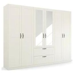 Dreht&uuml;renschrank Rauch "Kleiderschrank Schrank Garderobe Ankleide COTTAGE BY QUADRA SPIN", wei&szlig; (alpinwei&szlig;), B:271cm H:210cm T:54cm, Holzwerkstoff, Schr&auml;nke, Dreht&uuml;renschrank, in skandinavischem Landhausstil, mit Schubladen und Spiegel