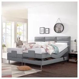 Boxbett, grau, B:194cm L:210cm, Box und Kopfteil: Feinstrukturstoff (77% Polyester und 23% Viskose);Bezug der Obermatratze: 100% Polyester, Westfalia Schlafkomfort, Komplettbetten, Boxspringbett, mit Motor in diversen Ausf&uuml;hrungen