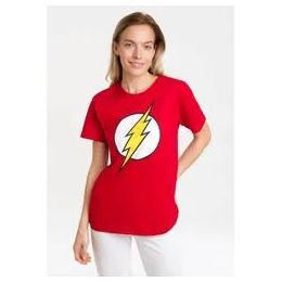 T-Shirt logoshirt "DC Comics - Flash Logo", Damen, Gr. XS, rot, 100% Baumwolle, bedruckt, normal, Rundhals, Shirts T-Shirt, mit lizenziertem Print