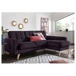 Ecksofa exxpo - SOFA FASHION "Nappa, kompakt und komfortabel, bequem, zeitloses Design, L-Form", lila (purole), B:222cm H:87cm T:156cm, Samtvelours (100% Polyester);Webvelours (100% Polyester), Sofas, Ecksofa, tolle Detailverarbeitung, inkl. Bettfunktion und Bettkasten