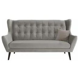 3-Sitzer Home Affaire "Hemmink", grau (grau, hellgrau), B:197cm H:107cm T:94cm, Samtvelours (100% Polyester);Luxus-Microfaser (100% Polyester);Struktur (94% Polyester, 6% Polyacryl), Sofas, mit Knopfheftung