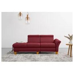 Recamiere Home Affaire "Lindgren", rot (bordeaux), B:206cm H:84cm T:93cm, 100% Polyester, Sofas, Recamiere, wahlweise motorische TV-Funktion, Bettkasten und Kopfteilverstellung