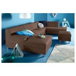 Wohnlandschaft Home Affaire "Jamie, zeitloses Design, fester Sitzkomfort, viel Platz, U-Form", braun, B:308cm H:72cm T:80cm, Sofas, Wohnlandschaft, wahlweise mit Bettfunktion
