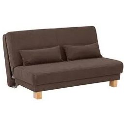 Schlafsofa Home Affaire "Gina", braun, B:160cm H:86cm T:95cm, Chenille (100% Polyester), Sofas, Schlafsofa, vom Sofa zum Bett mit einem Handgriff, in 4 Breiten, Nierenkissen
