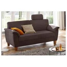 3-Sitzer Home Affaire "Alta", braun (dunkelbraun), B:186cm H:87cm T:88cm, Struktur fein ( 100% Polyester);Luxus-Microfaser ALTARA NUBUCK (100% Polyester);Struktur ( 100% Polyester), Sofas, mit Federkern und Kontrastnaht, F&uuml;&szlig;e Buche eichefarben