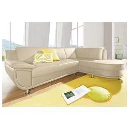 Ecksofa Trendmanufaktur "Rondo, zeitlos und elegant, bequem, L-Form", beige (creme), B:265cm H:85cm T:190cm, Softlux-Kunstleder;Primabelle-Microfaser;NaturLeder (handschuhweiches Rindsleder in Sitz und R&uuml;cken mit SOFTLUX-Kunstleder als Korpus-Bezug);Struktur (23% Polyacryl, 77% Polyester), Sofas, Ecksofa, wahlweise mit Federkern, wahlweise mit Bettfunktion