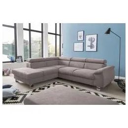 Ecksofa COTTA "Komaris L-Form, B: 249 cm", grau, B:249cm H:72cm T:100cm, Microfaser PRIMABELLE (100% Polyester);Kunstleder SOFTLUX;Feinstruktur (100% Polyester);Kunstleder SOFTLUX/Struktur (100% Polyester);NaturLEDER, Sofas, Ecksofa, mit Kopfteilverstellung, optional Bettfunktion, Bettkasten & Licht