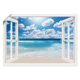 Wandbild Artland "Fensterblick Gro&szlig;artige Strandlandschaft", wei&szlig; (farbe bild(er): wei&szlig;), B:70cm H:50cm, Bilder, als Leinwandbild, Poster in verschied. Gr&ouml;&szlig;en