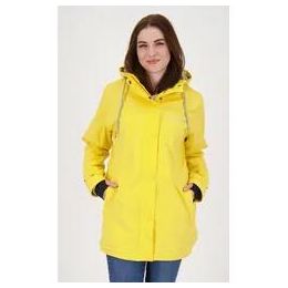 Regenjacke DEPROC ACTIVE "Friesennerz ELLESMERE WOMEN", Damen, Gr. 36/38 (M), gelb, 100% Polyester, figurumspielend, gerader Abschluss mit Druckknopf, Jacken Regenjacke, auch in Gro&szlig;en Gr&ouml;&szlig;en erh&auml;ltlich