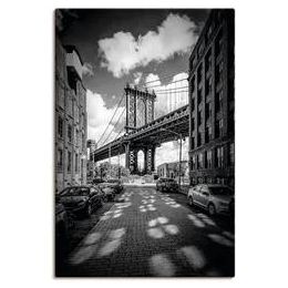 Leinwandbild Artland "Manhattan Bridge in Brooklyn, New York", schwarz (farbe bild(er): schwarz), B:60cm H:90cm, Bilder, Leinwandbild, auf Holzrahmen gespannt