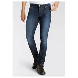 Slim-fit-Jeans Bruno Banani "Jimmy (Stretch)", Herren, Gr. 38, L&auml;nge 34, blau (dunkelblau), Obermaterial: 98% Baumwolle, 2% Elasthan, schmal lang, Jeans Slim-fit-Jeans, schmale Beinform, niedrige Leibh&ouml;he, mit Button-Fly