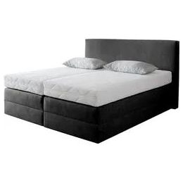 Boxspringbett, schwarz, B:175cm L:205cm, Microvelours (100% Polyester), Westfalia Schlafkomfort, Komplettbetten, Boxspringbett, wahlweise mit Kaltschaum-Topper