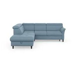 Sit & More Ecksofa SIT & MORE "Marano L-Form", blau (hellblau), B:252cm T:216cm, 98% Polyester, 2% Polyamid, Sofas, Ecksofa, inklusive Kopfteilverstellung, wahlweise mit Bettfunktion, Bettkasten