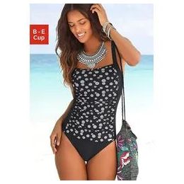 Badeanzug Lascana, Damen, Gr. 50, Cup B, schwarz-wei&szlig; (schwarz, wei&szlig;), Polyamid, gepunktet, Badeanz&uuml;ge Badeanzug, im modischen Design mit Shaping-Effekt